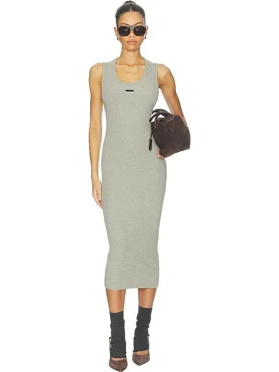 Fear Of God Fitted Long Tank Dress In Taupe - Concrete Heather