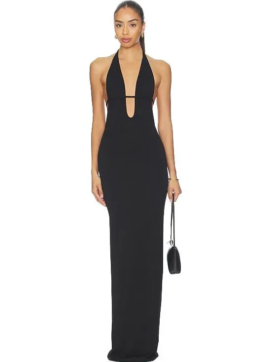 Eterne Soft Jersey Gigi Maxi Dress - Black