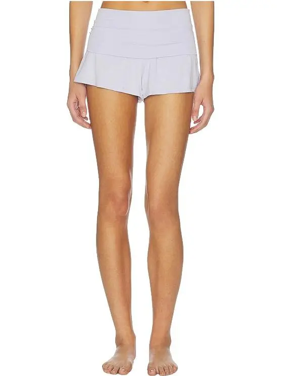 Lunya Soft Modal Rib Fold Over Shorts - Quiet Lilac