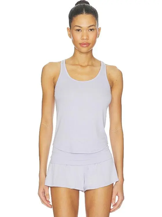 Lunya Soft Modal Rib Curved Hem Tank Top - Quiet Lilac