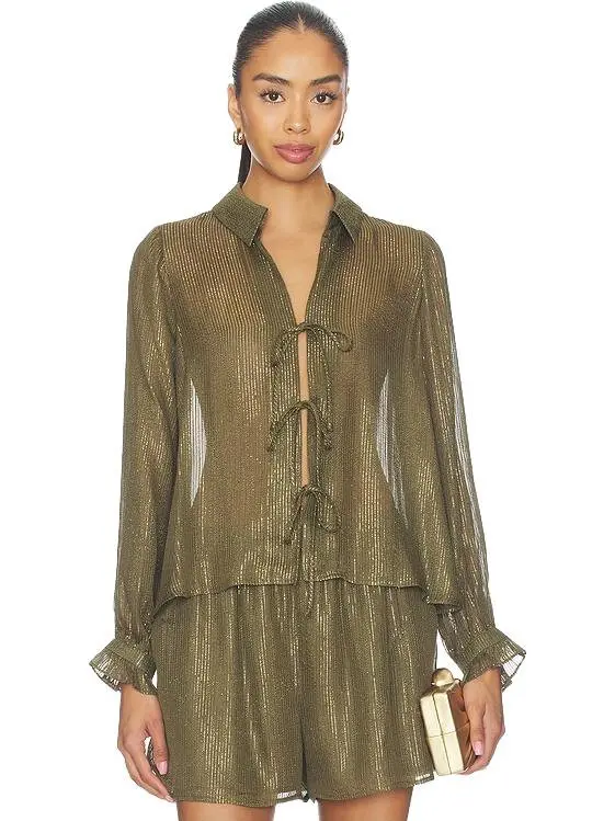 Cami Nyc Niecey Metallic Chiffon Blouse - Grove