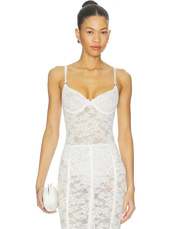 FLEUR DU MAL Le Stretch Lace Bodysuit - Ivory