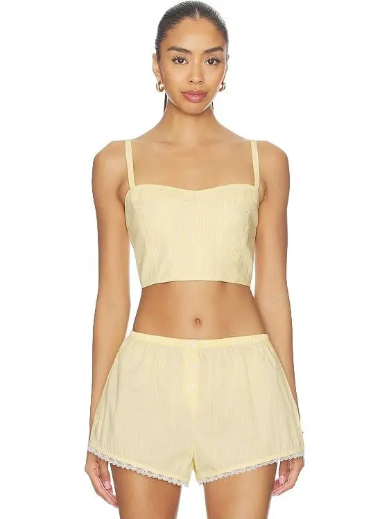Good American Poplin Buster Cami Top - Butterbeam Stripe