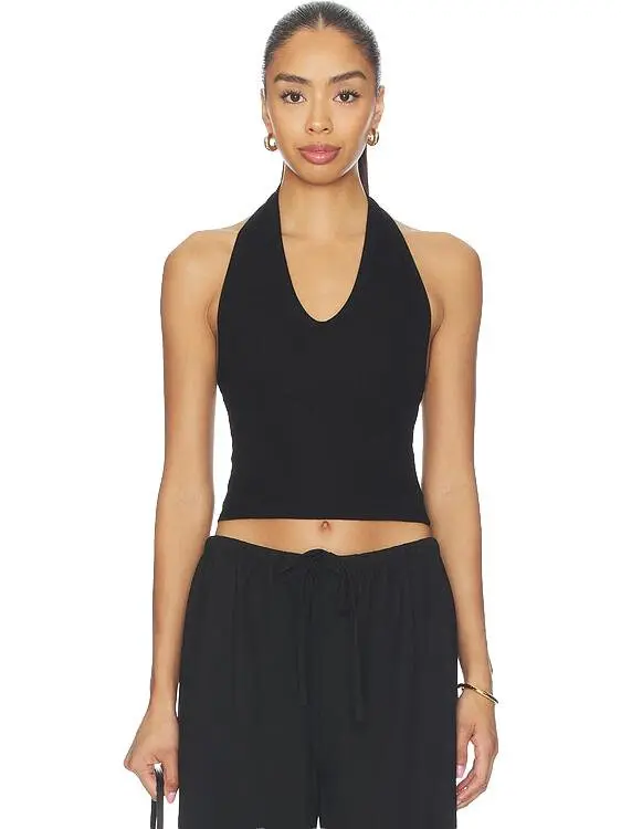 Enza Costa Silk Rib U Halter - Black