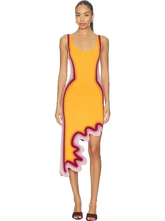 Ph5 Aster Reversible Wavy Dress - Golden Orange