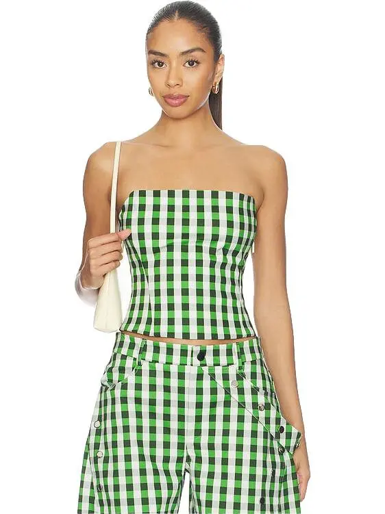 CULTNAKED Etta Bandeau Top - Gingham Green