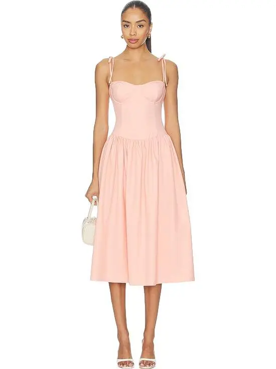 MORE TO COME Theresa Midi Corset Dress In Rose - Pink
