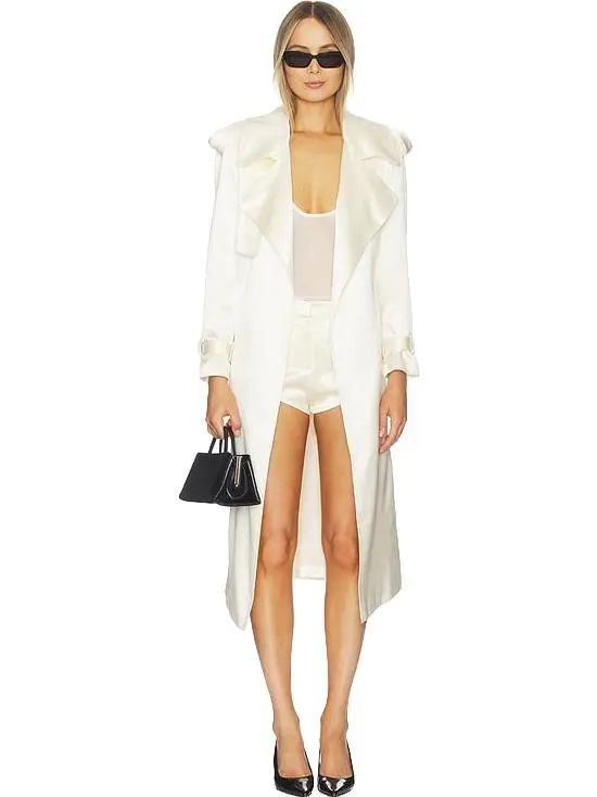 SUSANNA CHOW Olivia Satin Trenchcoat - Cream