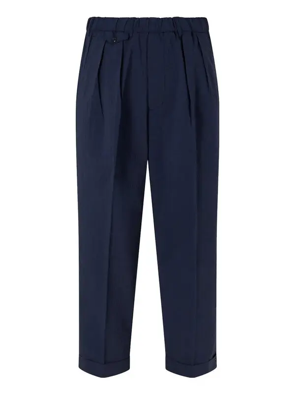 BEAMS Straight-leg Pleated Seersucker Suit Trousers - Blue