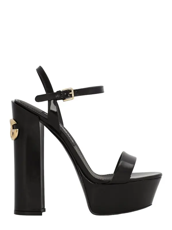 Dolce & Gabbana Polished Calfskin Platform Sandals - Black
