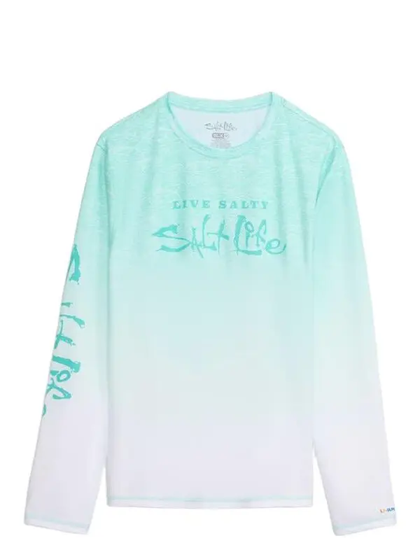 SALT LIFE Current And Catch Fade Perforated Tee - Glass
