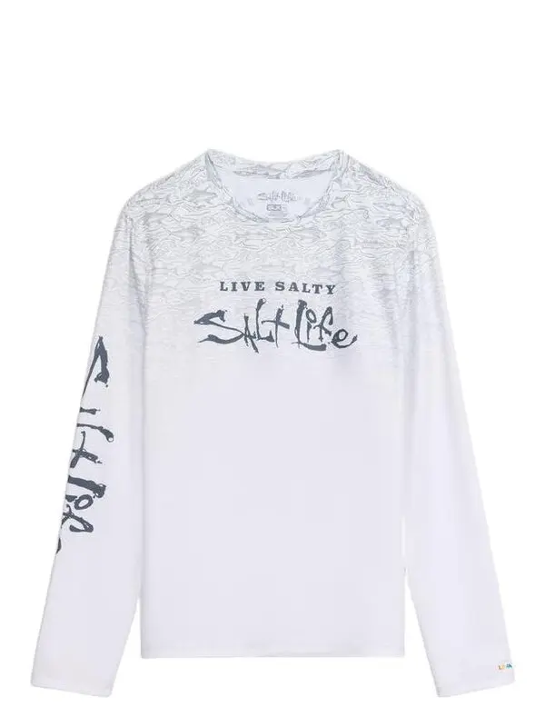 SALT LIFE Current And Catch Fade Perforated Tee - Grey