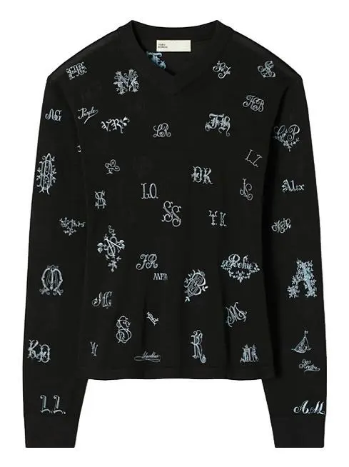 Tory Burch Embroidered Silk Sweater - Black