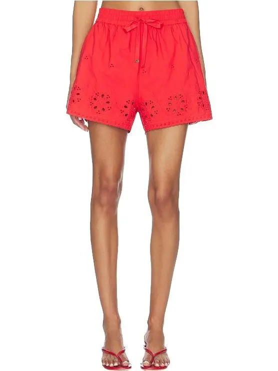 Cami Nyc Jomi Mid Rise Cotton Eyelet Short - Red