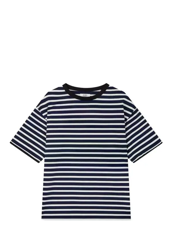 STUDIO TOMBOY Striped Crew-neck T-shirt - Blue