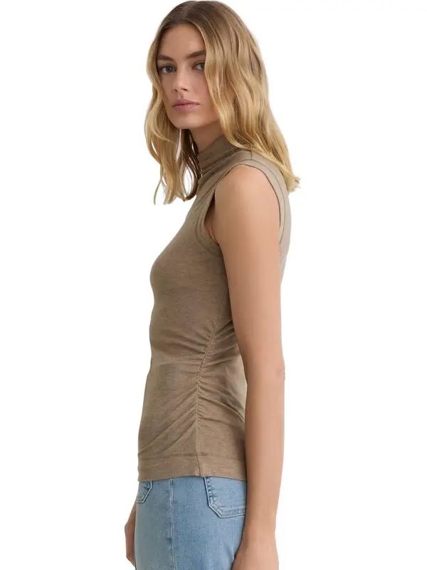 REISS Jersey Knit Vest With Funnel Neck - Dark Neutral