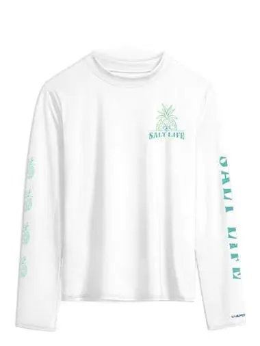 SALT LIFE Pineapple Paradise Performance Long Sleeve Tee - White