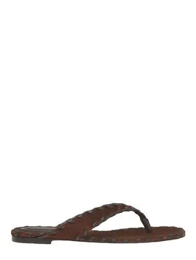 GIANVITO ROSSI Zaira Thong Flat Sandal - Brown Suede