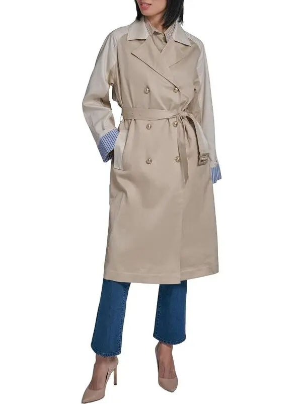Karl Lagerfeld Paris Cotton-blend Trench Coat - Bisque