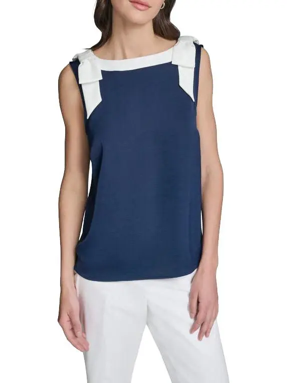 Karl Lagerfeld Paris Bow Shoulder Top - Naval Academy