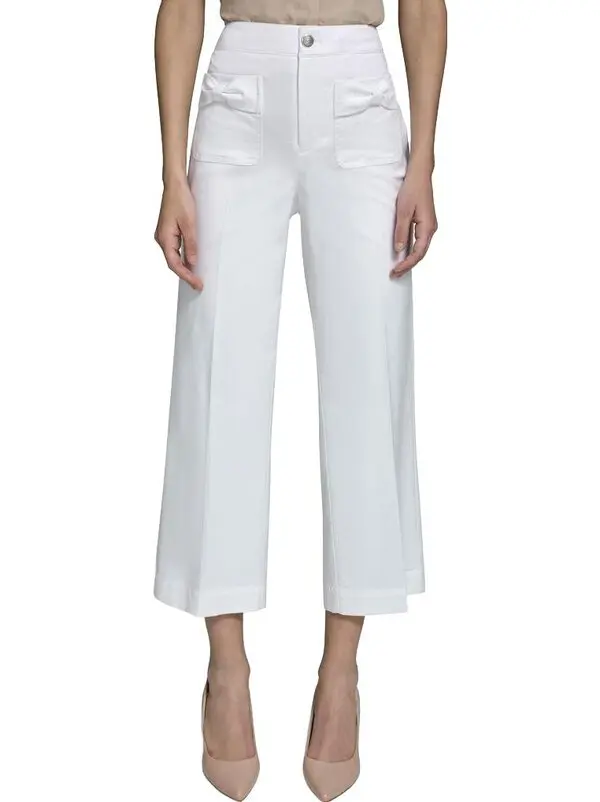 Karl Lagerfeld Paris Bow Pocket Crop Pants - Soft White