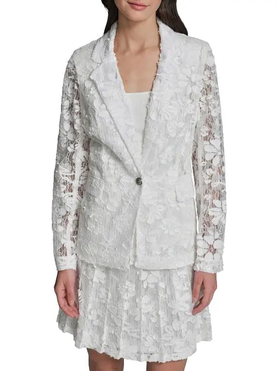 Karl Lagerfeld Paris All Over Lace Blazer - Soft White