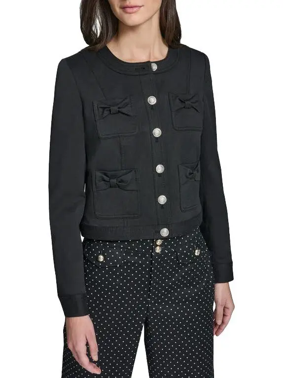 Karl Lagerfeld Paris Bow Four Pocket Jacket - Black
