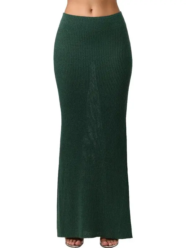 Naked Wardrobe Maxi Sweater Skirt - Pine Green