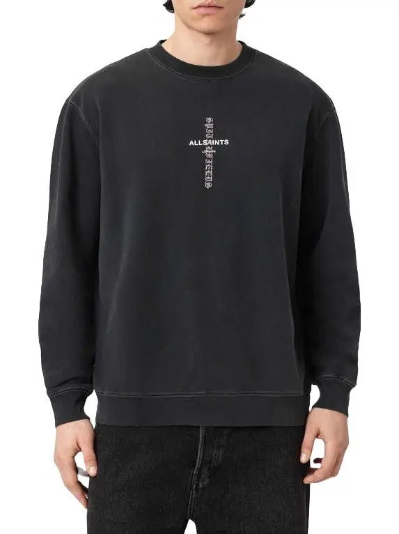 ALLSAINTS Knox Cotton Crewneck Sweatshirt - Washed Black