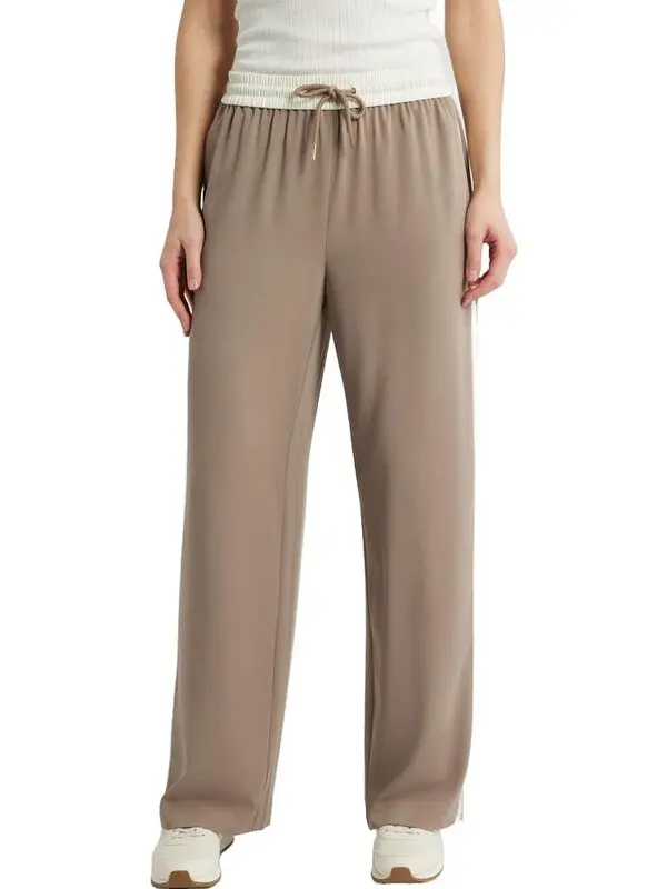 Bernardo Drawstring Waist Track Pants - Gardenia/goat