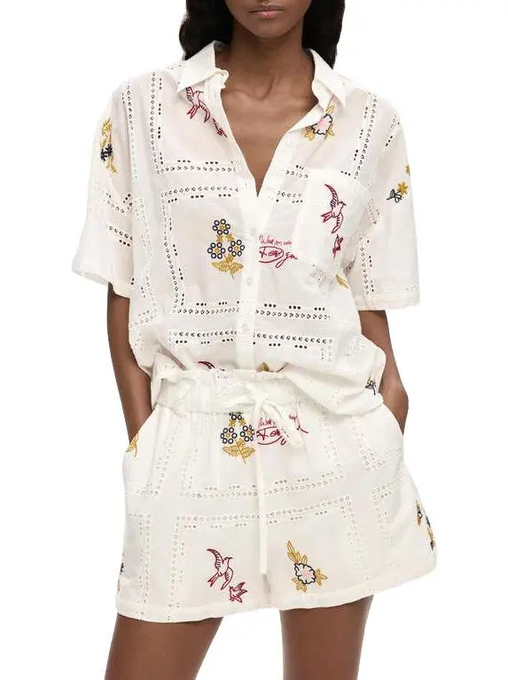 Desigual Embroidered Woven Shirt - White