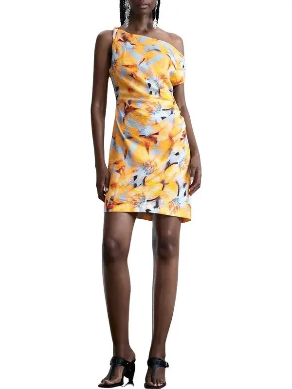 Desigual Floral Print Sleeveless Mini Dress - Orange