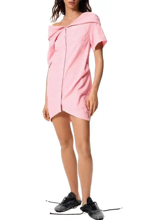 Desigual Short Sleeve Hooded Shirtdress - Light Pink