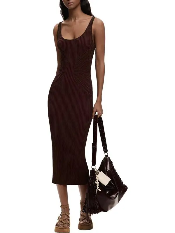 Desigual Rib Tank Mid-calf Dress - Brown