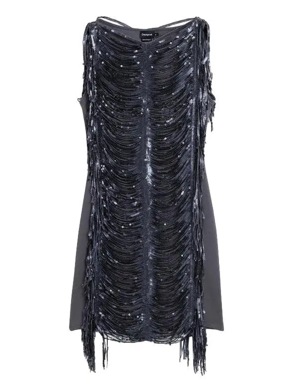 Desigual Sleeveless Sequin Minidress - Black