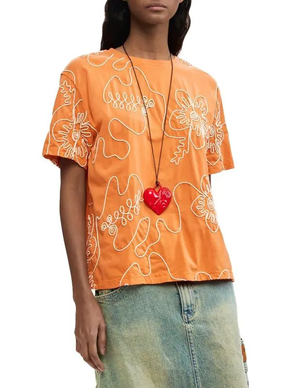 Desigual Appliqué T-shirt - Light Orange