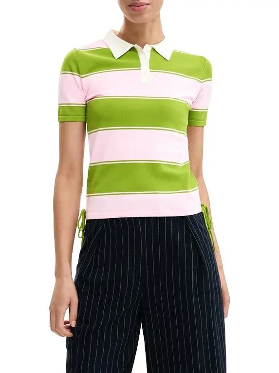Desigual Stripe Polo Shirt - Pink