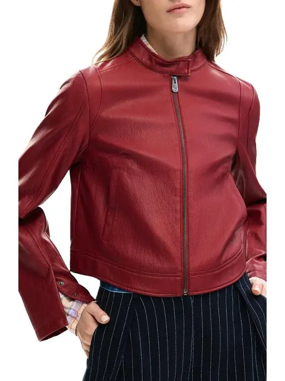 Desigual Faux Leather Jacket - Burgundy