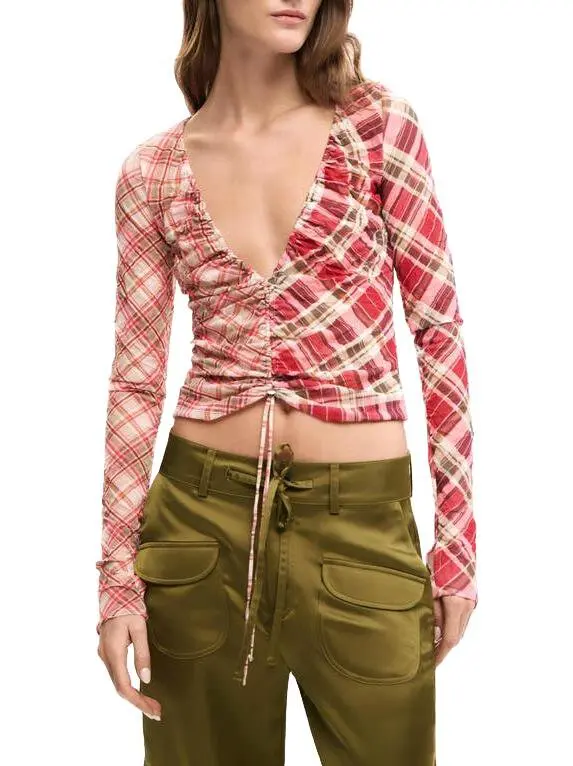 Desigual Long Sleeve Ruched Shirt - Red