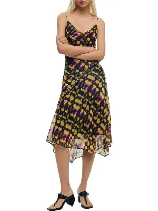 Desigual Abstract Print Chiffon Slipdress - Green