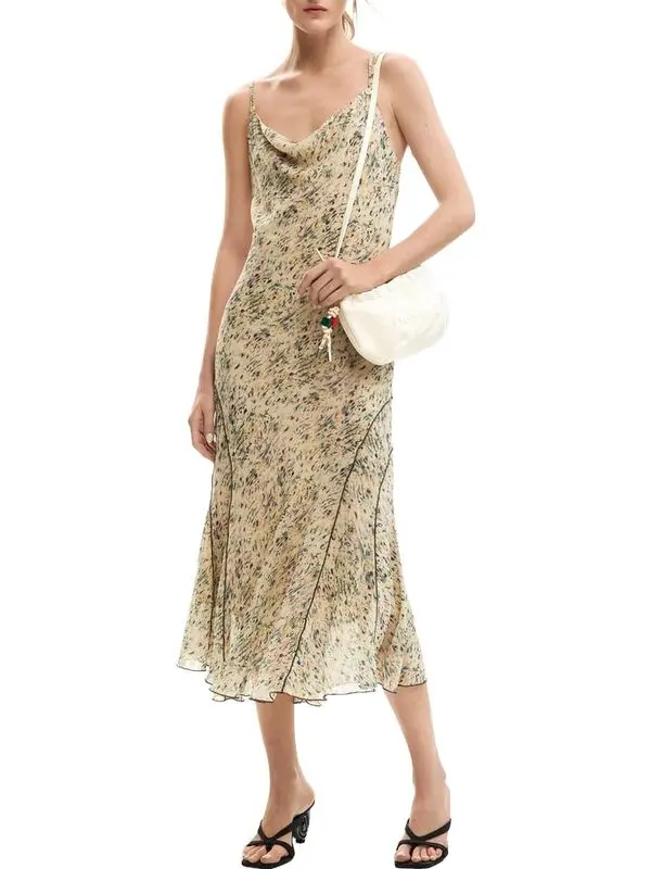 Desigual Abstract Print Slipdress - Medium Beige