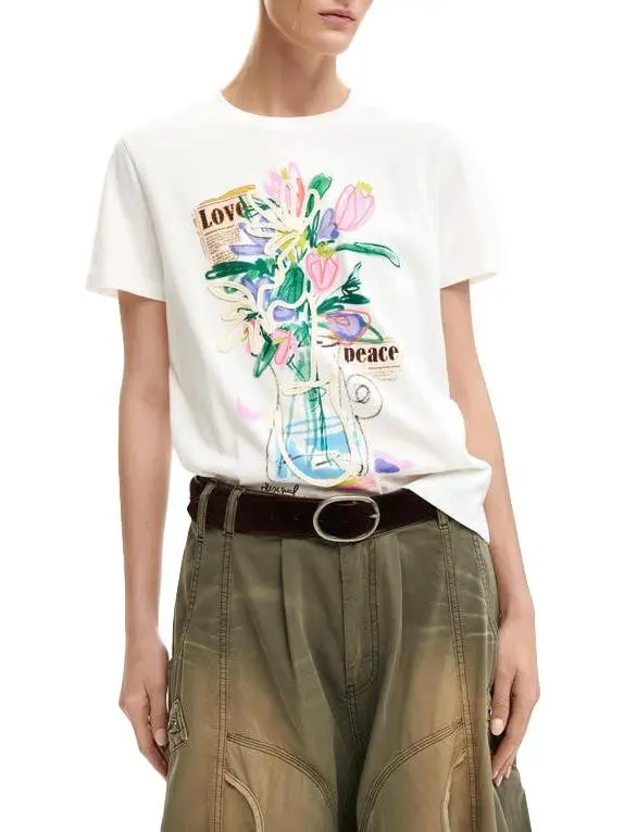 Desigual Vase Graphic T-shirt - White