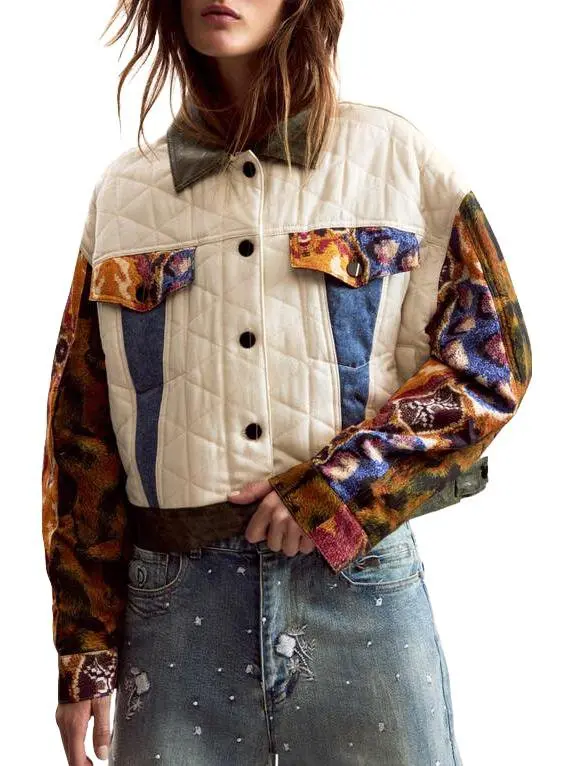 Desigual Quilted Trucker Jacket - White
