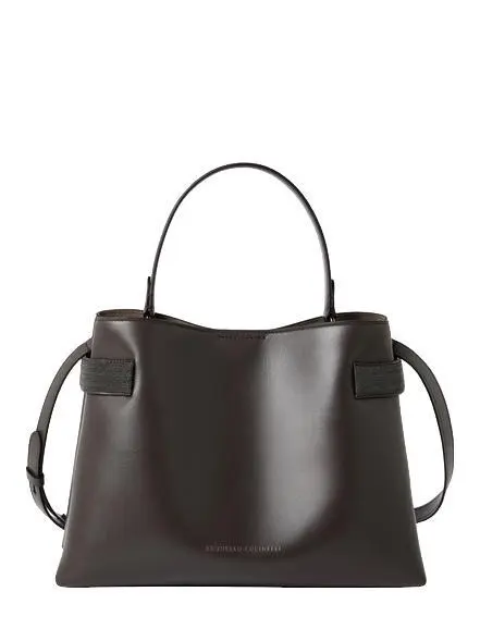 Brunello Cucinelli Top-handle Essence Bag In Calfskin - Rust Brown