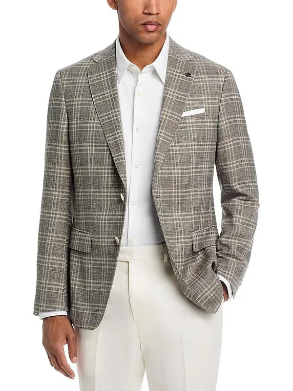 BOSS Hutson Slim Fit Check Blazer - Dark Brown