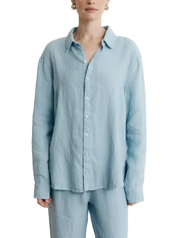 VIR VITA Cecile Oversized Linen Shirt - Baby Blue