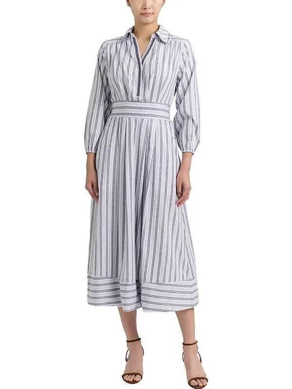 CARTOLINA Seraphina Stripe Shirt Dress - Coastal Indigo Stripe