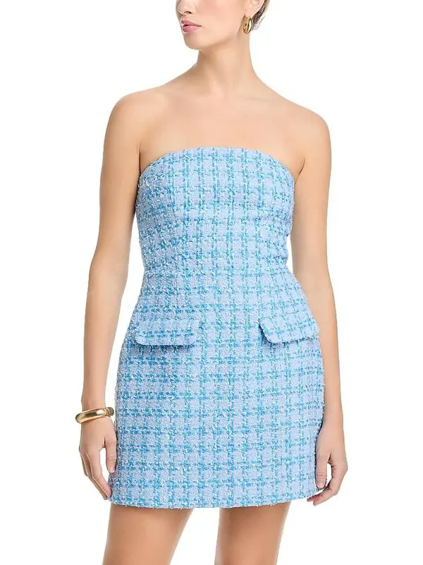 Aqua Tweed Midi Dress - Blue Multi