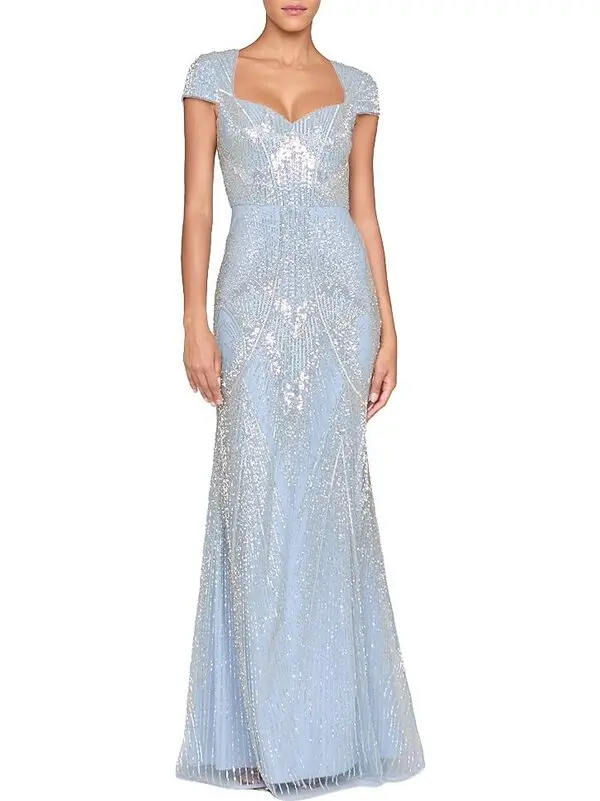 Theia Zula Beaded Gown - Serenity Blue
