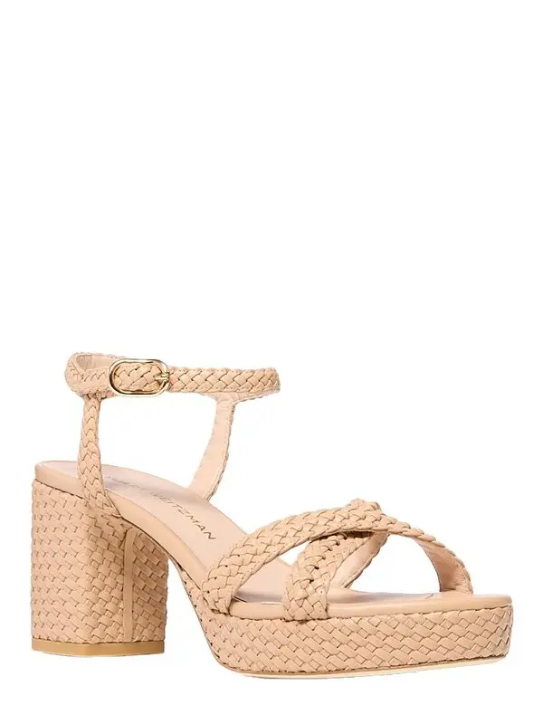 STUART WEITZMAN Dayna Woven 80 Platform Sandals - Adobe